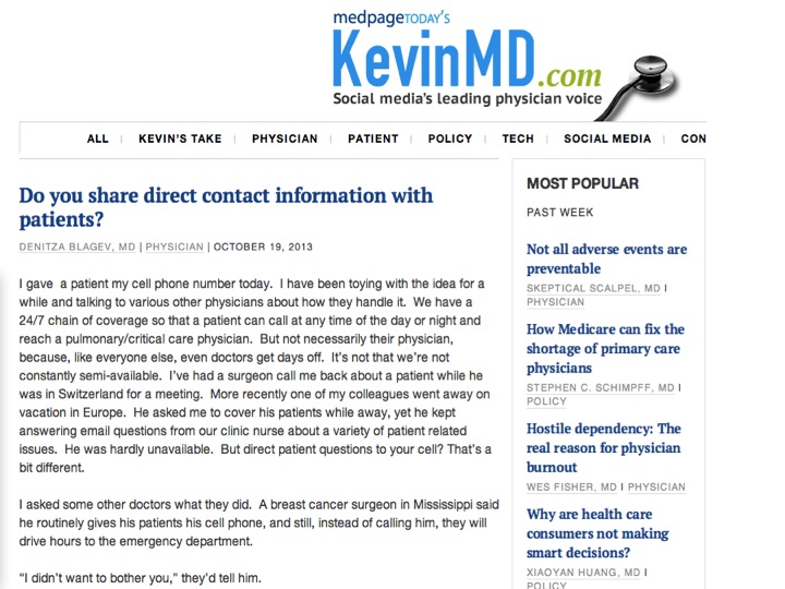 Giving my cell phone number to a patient. Is that what doctors should ...